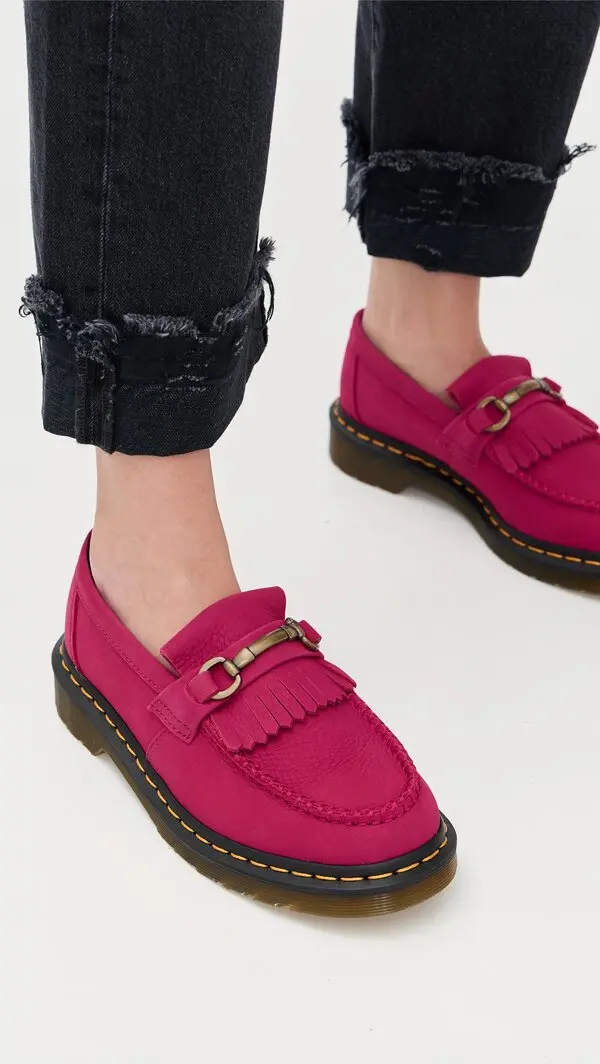 Dr.Martens Adrian Bone Snaffle ピンク Dr. Martens Pink Adrian Snaffle Loafers Dr. Martens